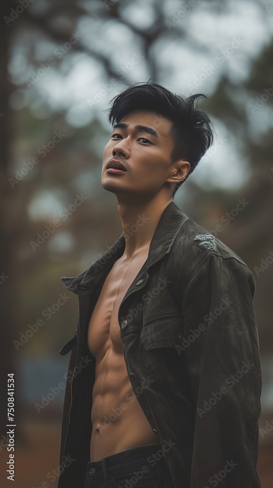 Handsome Asian male model with masculine and sensual pose posing for ...