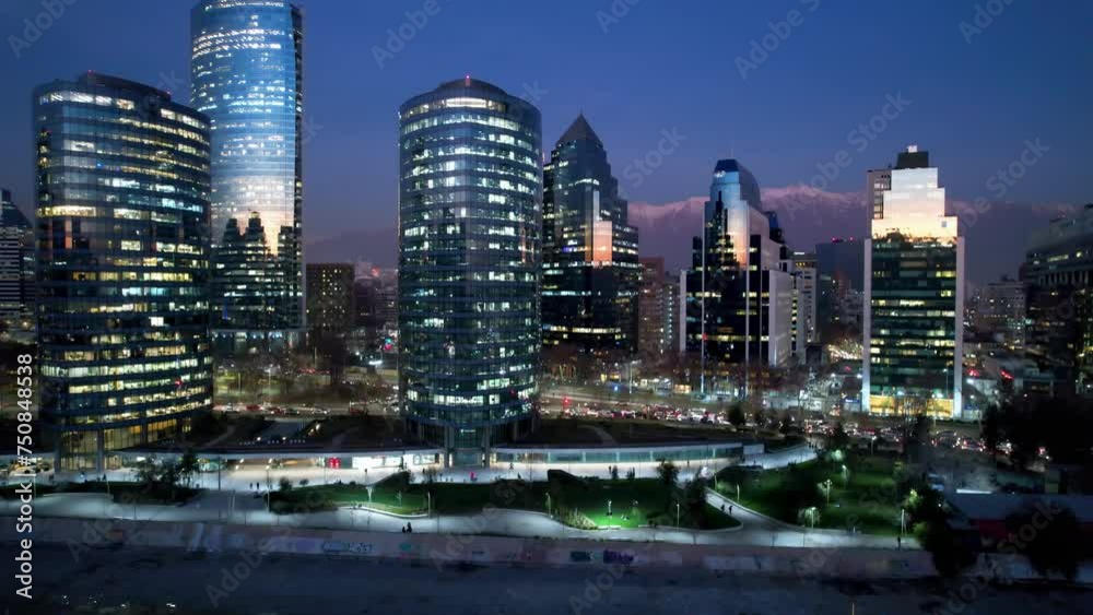 Sunset City At Santiago Metropolitan Region Chile. Facades Towns And ...