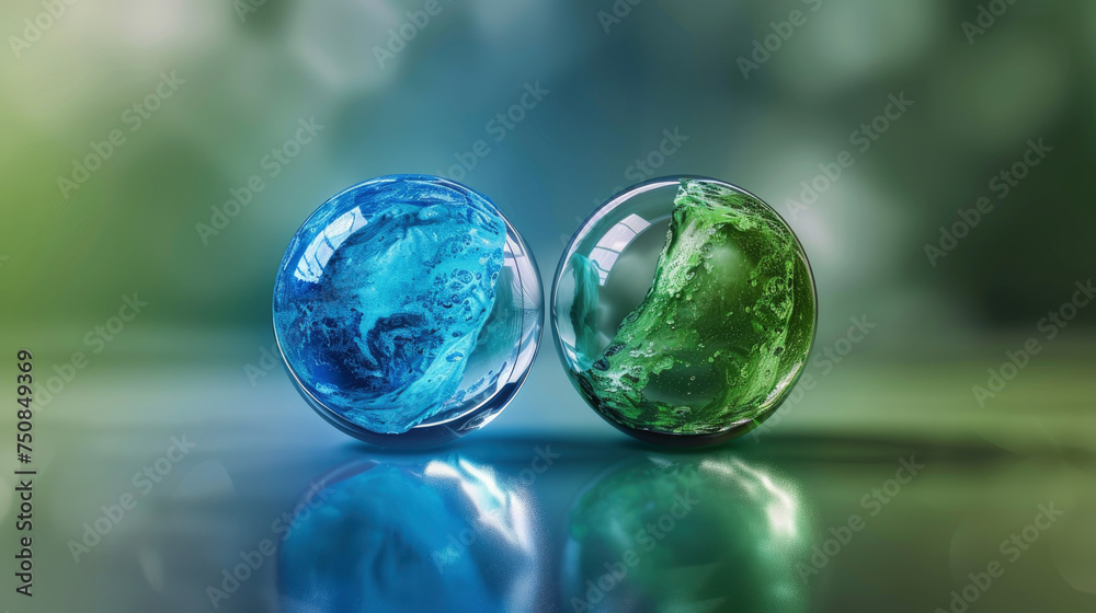 convergance of two technologies represented by 2 disticnt balls about ...