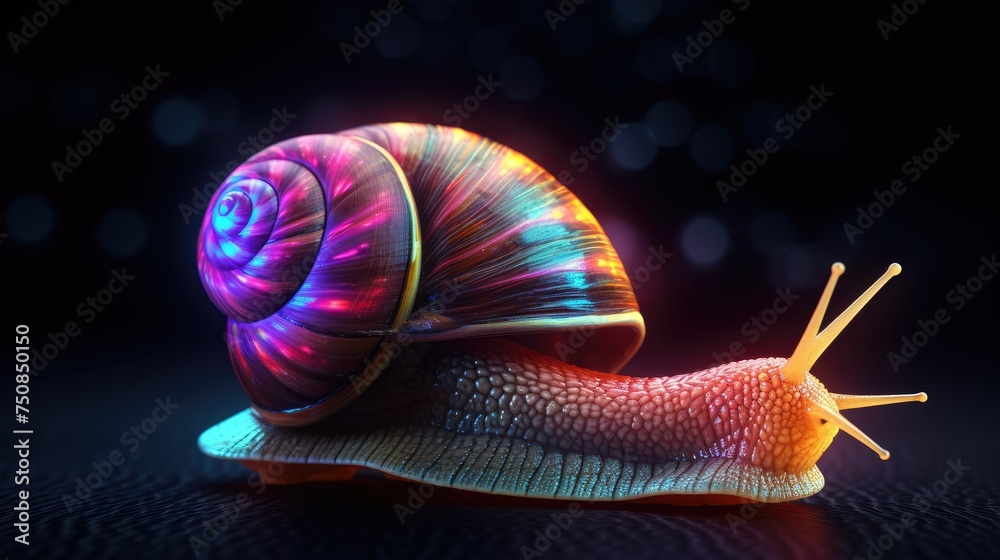 Super fast snail. The amazing concept of power ensures success or ...