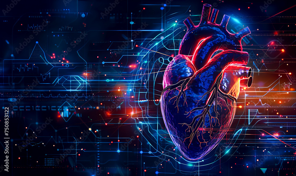 Futuristic Digital Illustration of a Human Heart created with ...