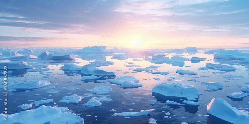 Ice sheets melting in the arctic ocean or waters. Global warming ...