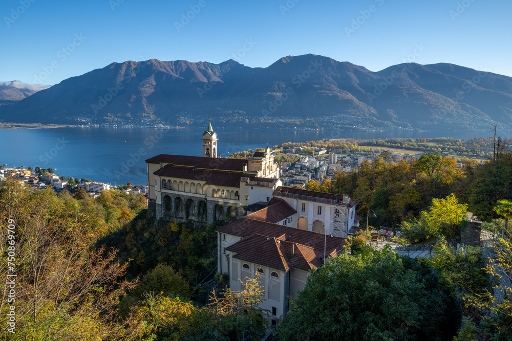 The village of Locarno on the Lago Maggiore, Kanton Ticino, Church ...