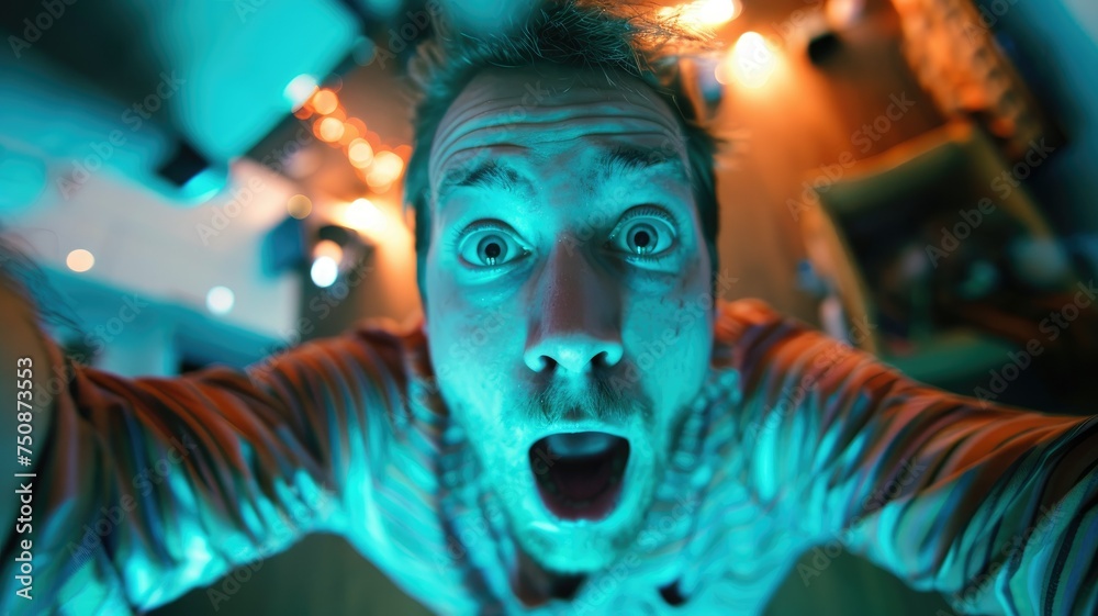 Person holding camera with face out of focus - A person extends their ...