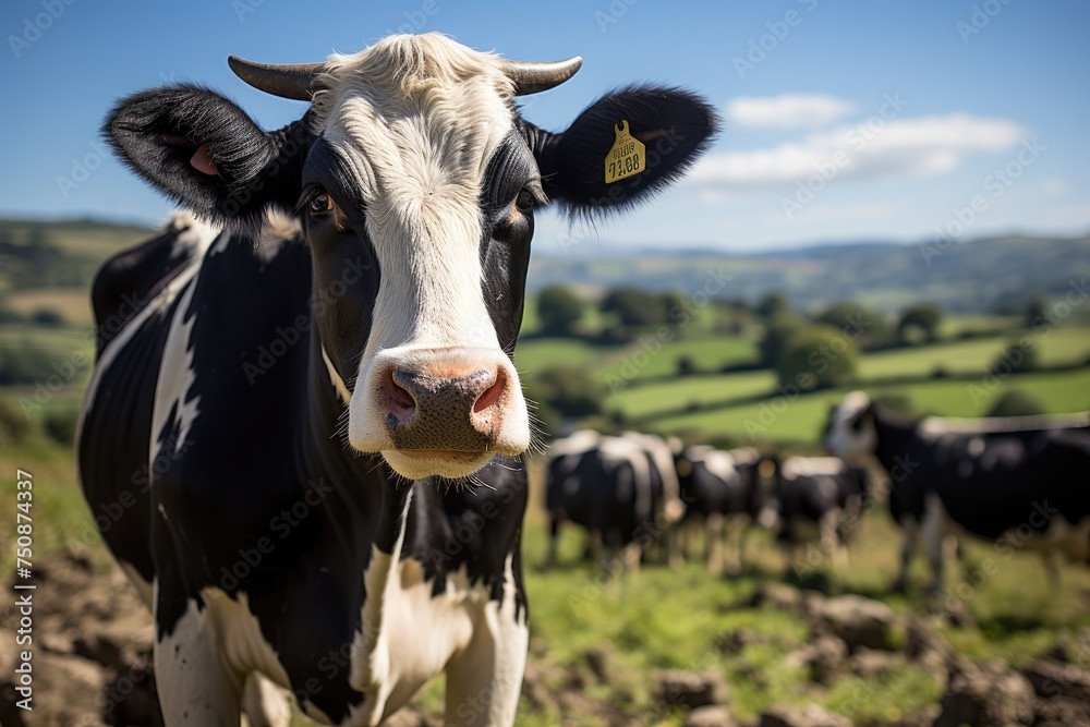 Leader Bull in Dairy Farm supports community., generative IA Stock ...