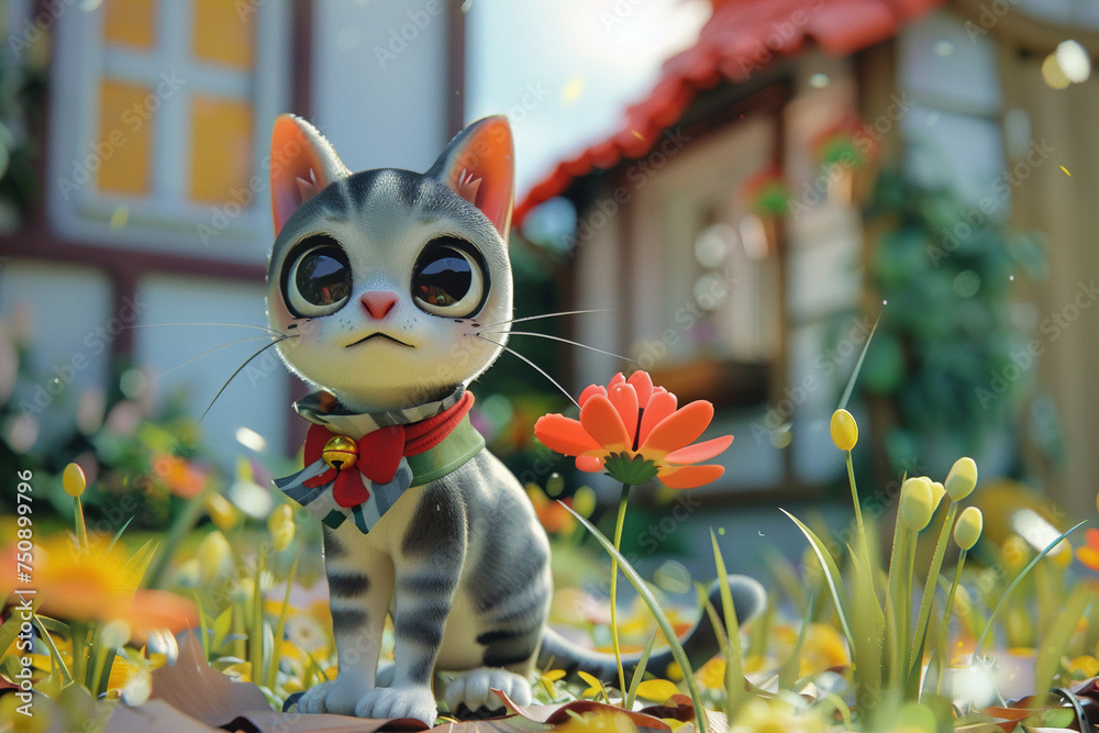 3D perspective, in super deformed SD character, join a character like ...