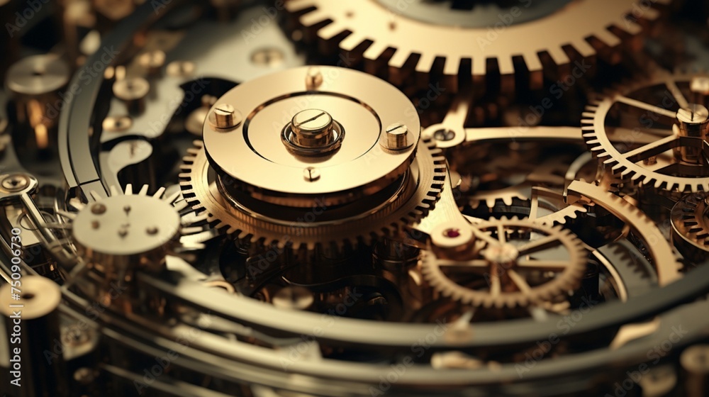 A close examination of the inner workings of a machine, where gears ...