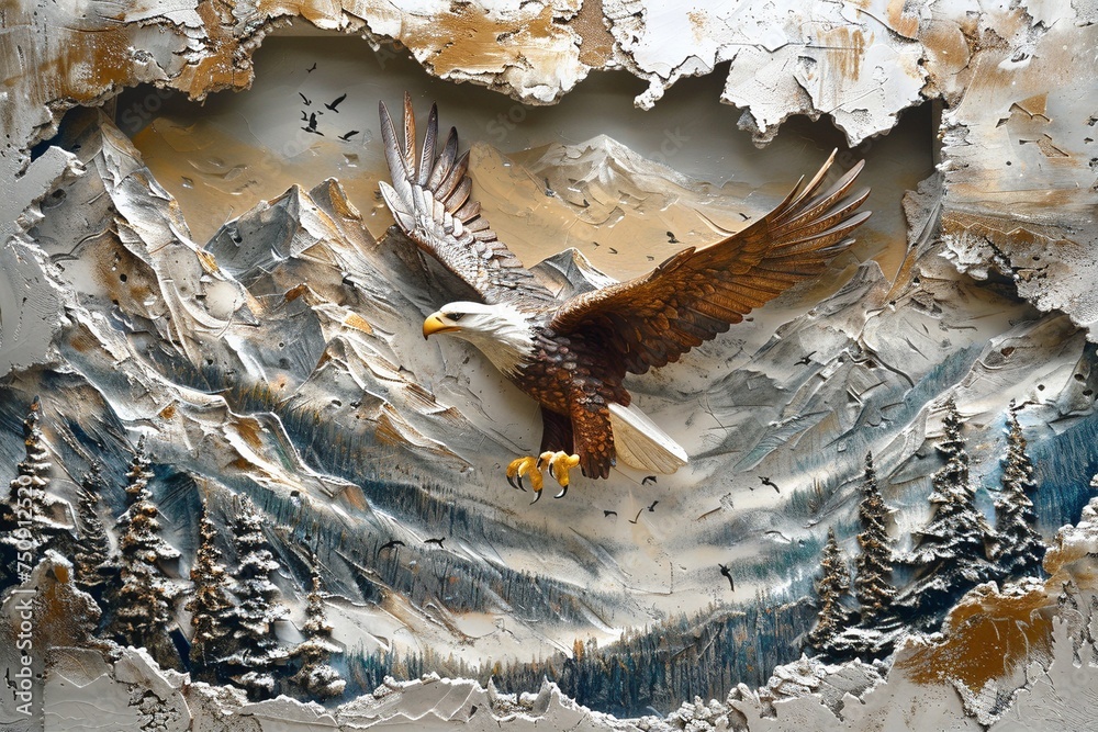 Behold the awe-inspiring 3D artistry of an eagle scene emerging from a ...