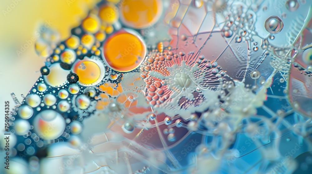 A macro photo of a microscope slide showing the intricate molecular ...