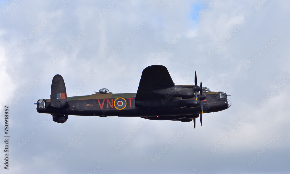 Vintage Avro Lancaster world war 2 bomber in flight. Stock Photo ...