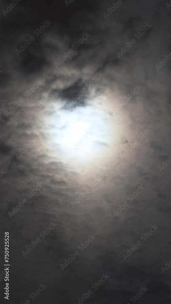 Captivating night sky video with full moon, clouds moving, creating ...