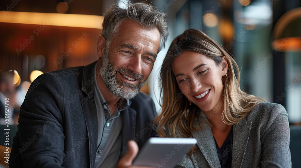 business people working together boss and his office collegue ...