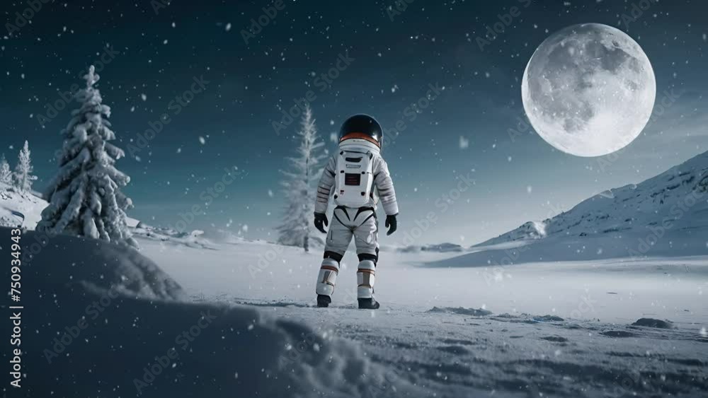 Vidéo Stock Spaceman Astronaut, Moon Earth, UFO, Landscape Scenery ...