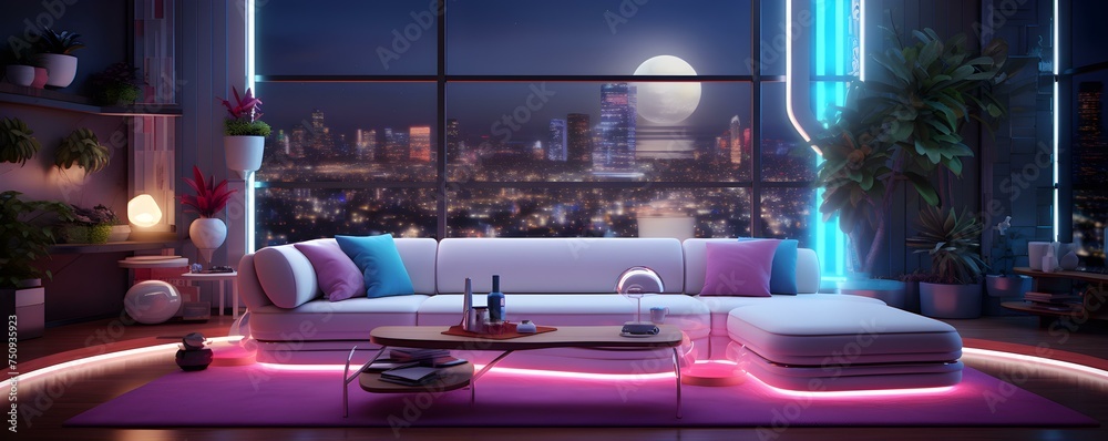 Futuristic Living Room Virtual Background for Live Streaming. Concept ...