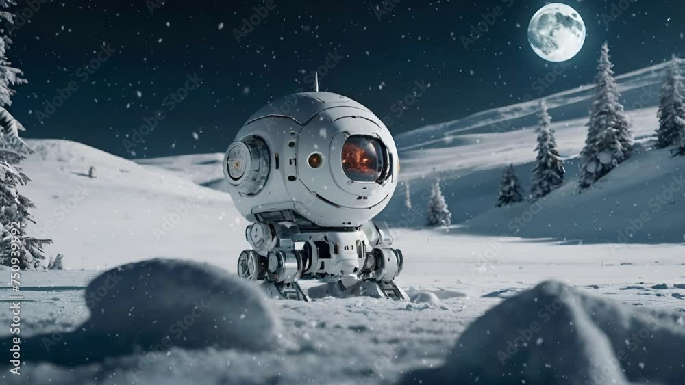 UFO, Space Station, Robot, Moon Earth, Landscape Scenery, Snow ...