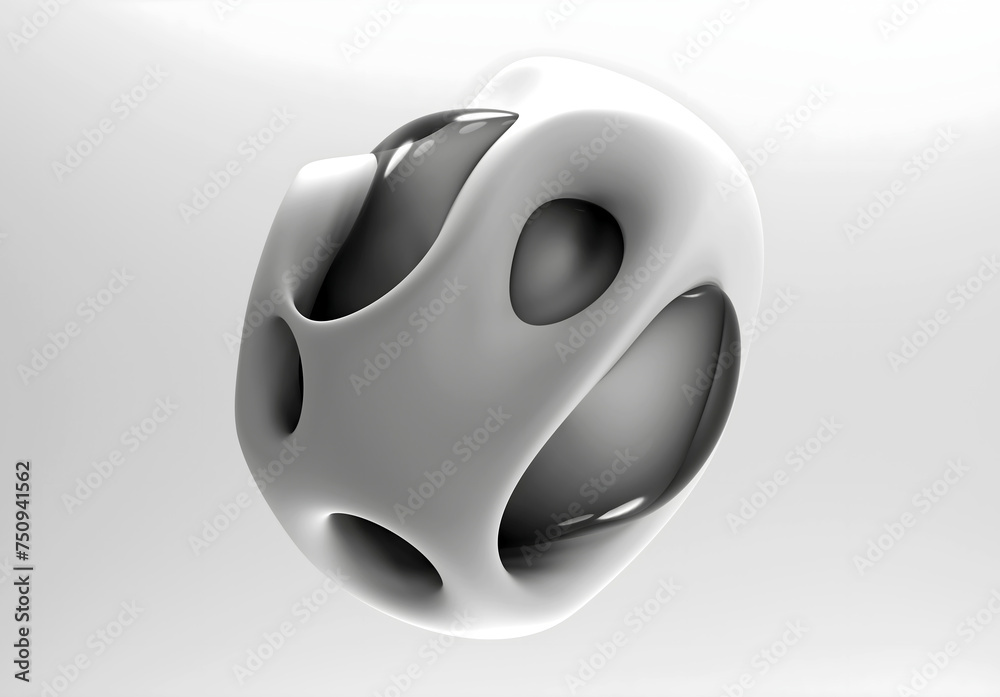 3d render of abstract art with surreal 3d organic alien ball or liquid ...