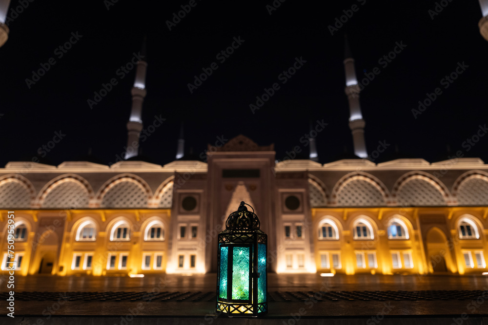 Colorful Ramadan Lanterns in the Istanbul Icons Silhouette, Ramadan ...