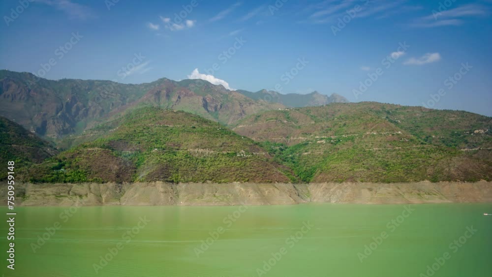 4K Timelapse of Tehri lake surrounded by mountains in Uttarakhand ...