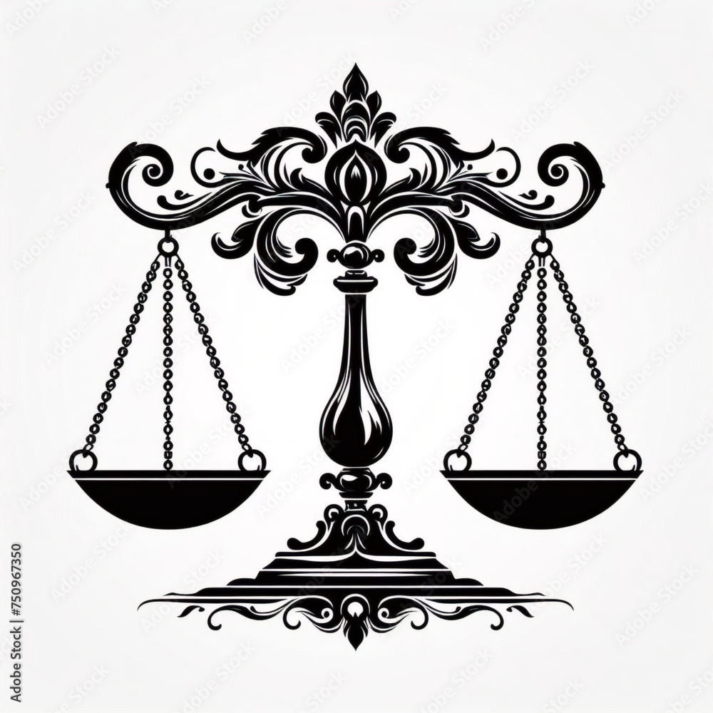 Silueta de balanza de justicia clásica y sencilla. Icono de línea de ...