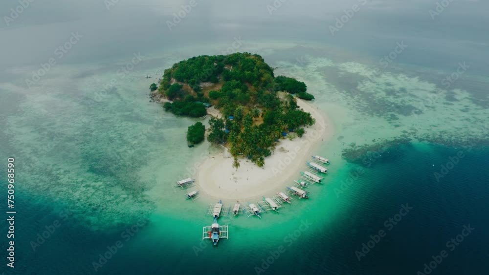 Aerial sky 4k view of Coron Island and Pass Island off the coast of ...