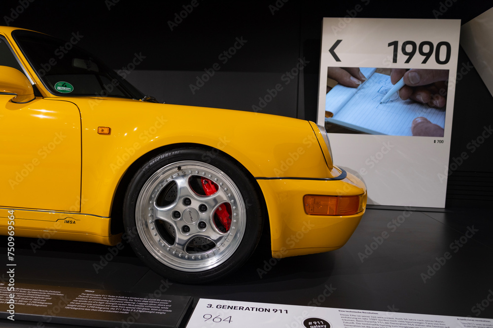 legendary vintage Yellow Porsche 911 Turbo retro-style, Oldtimer car ...
