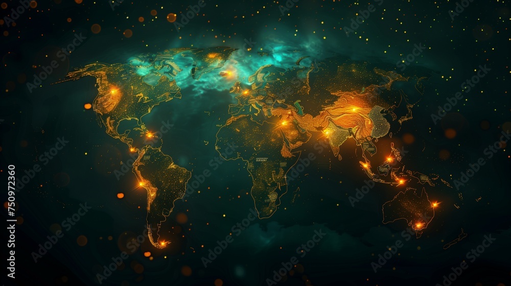 Global Healing A World Map with Highlighted Malaria-Free Zones, Glowing ...
