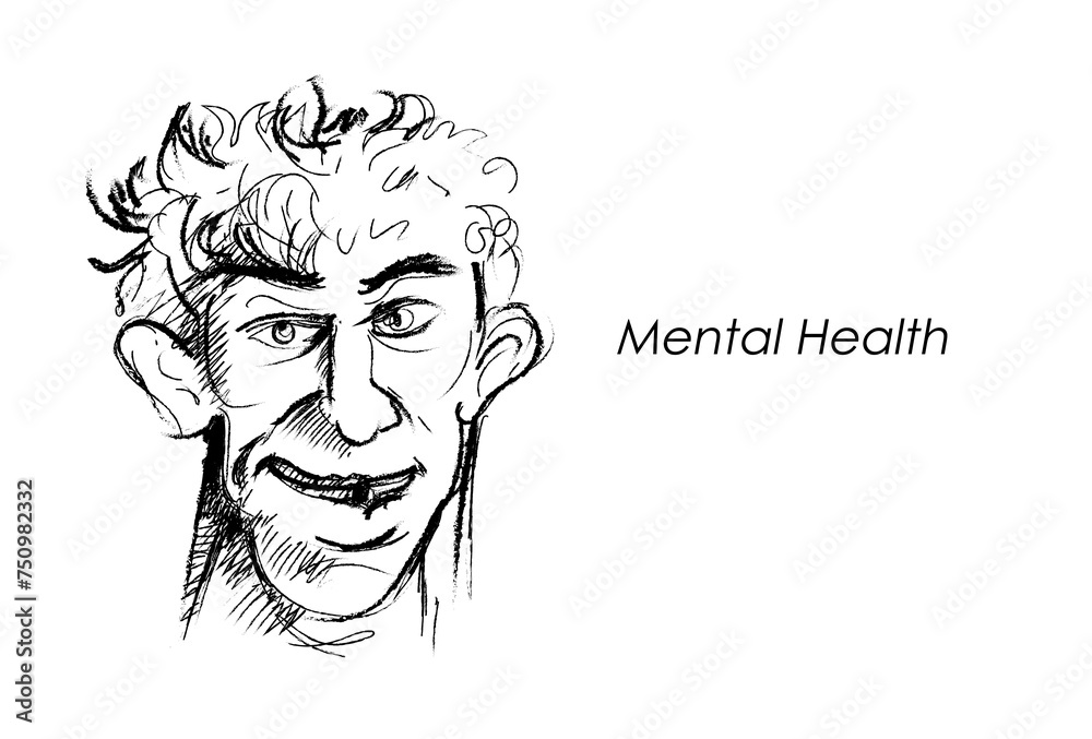 drawing portrait disturbing mental health character Stock Illustration ...