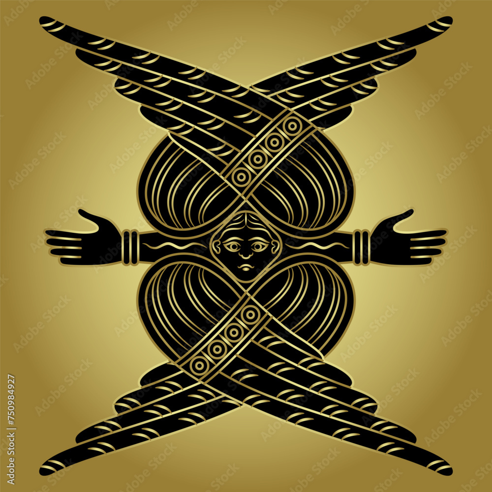 Four winged cherub or cherubim. Christian Orthodox religious symbol ...