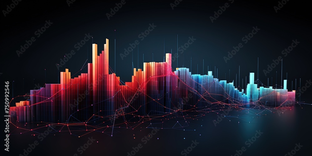 Constructing visual elements from complex data. graphs growing. wide ...