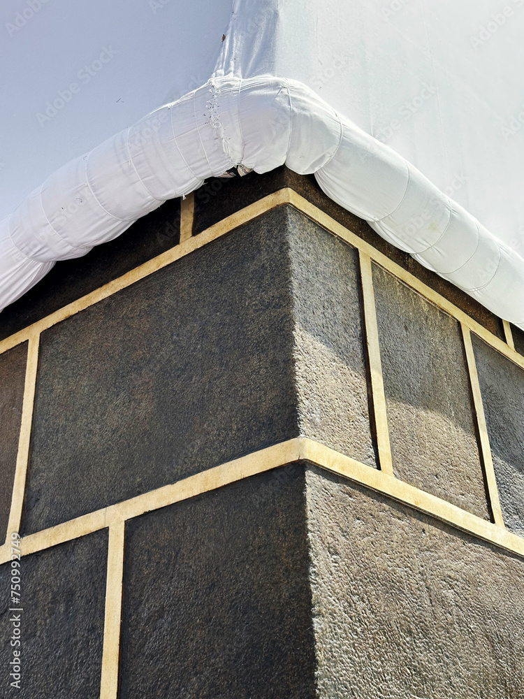 Wall and cover of kaaba. The place where Muslims visit for pilgrimage ...