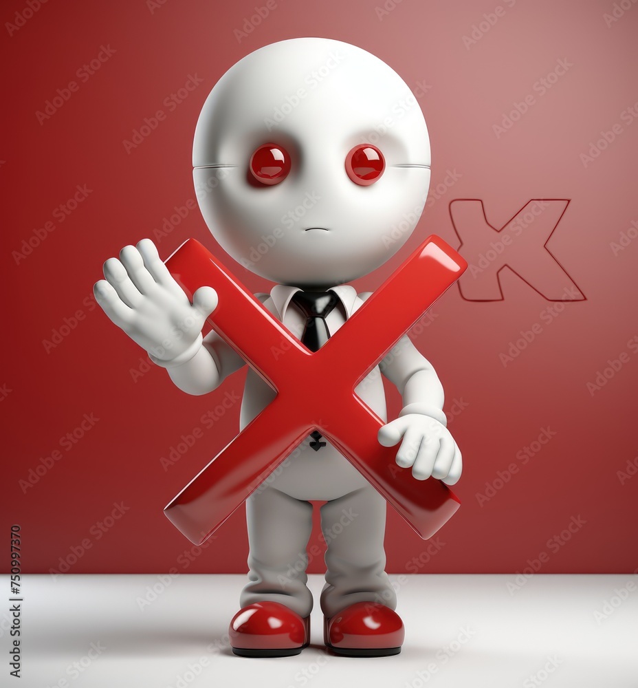 Banning entry: a 3d prohibition concept with a red x sign, a virtual ...