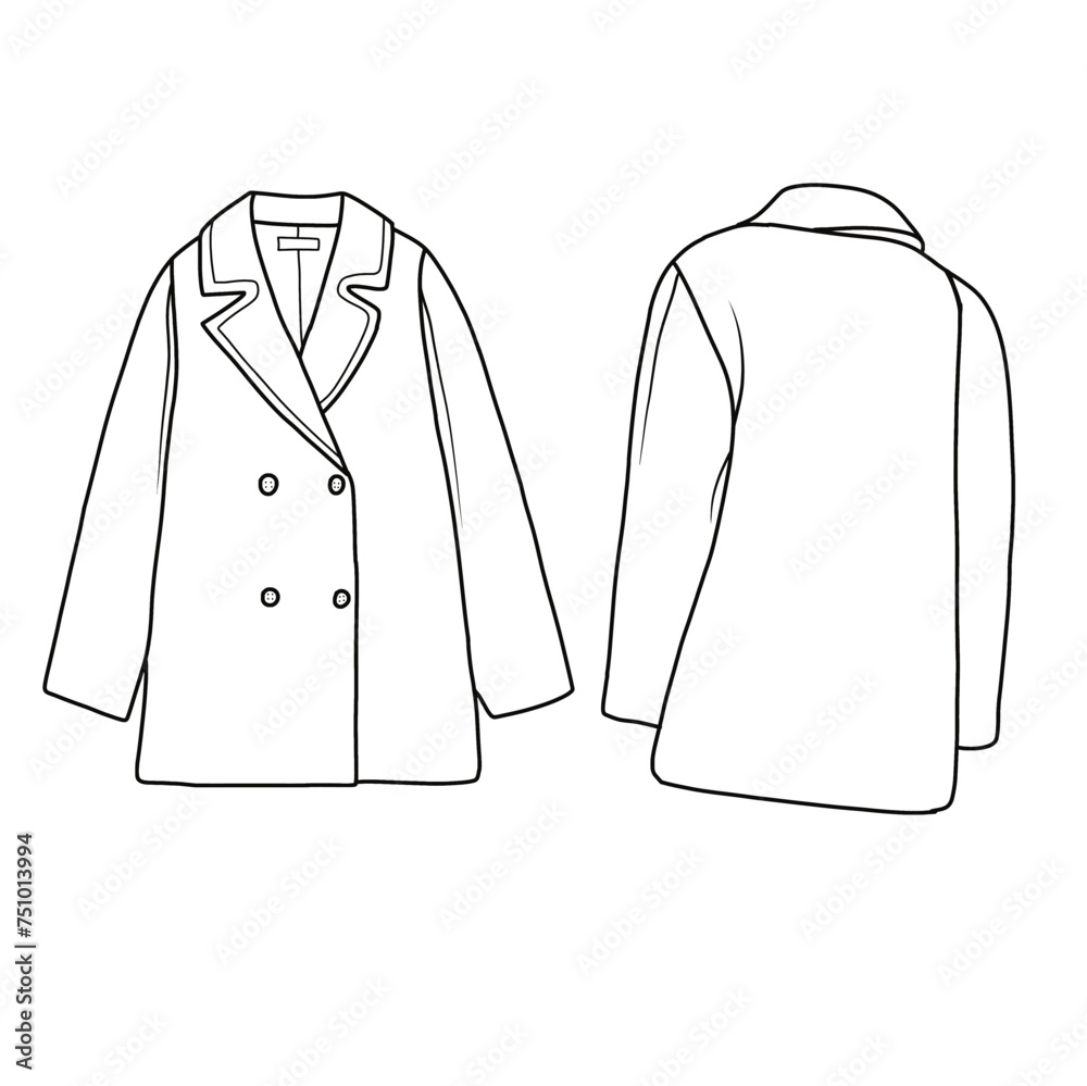 Template vector drawing Illustration of women Flecked Textured Coat ...