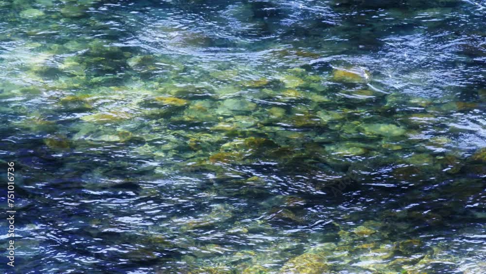 Pure water from mountain glacier. Spring background with clear stream ...