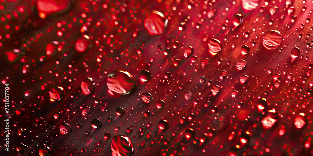 Ruby Raindrops Macro Background. A striking close-up of crimson red ...