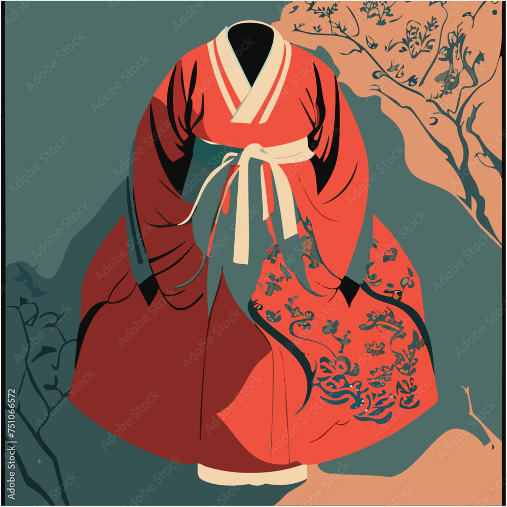 Graceful Hanbok Elegance, Vector of Korean Traditional Clothing ...