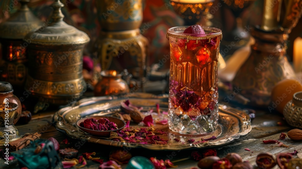 Jallab: A sweet, rose-flavored drink with nuts and dried fruit, popular ...