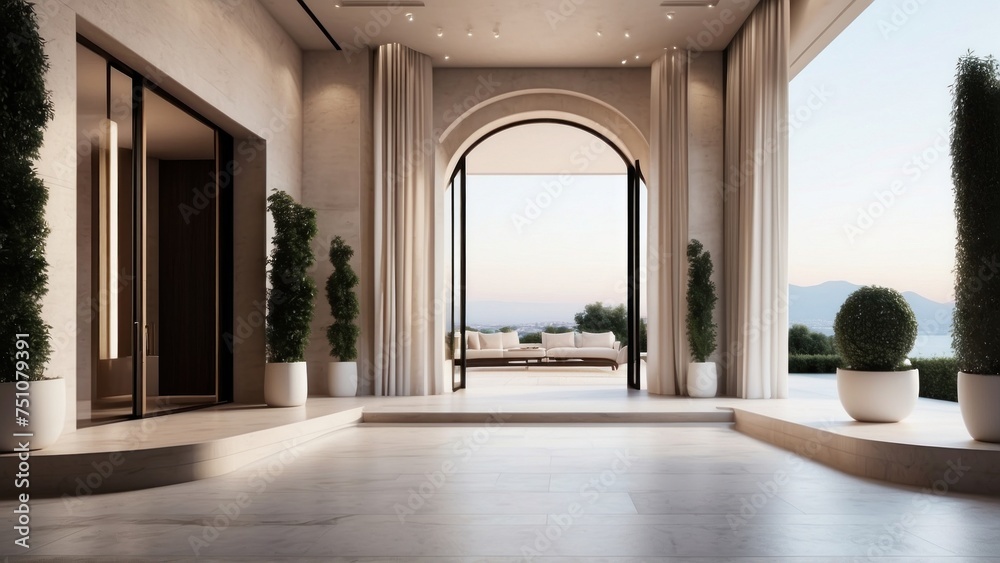 Describe the grand entrance of your modern villa, with sleek Italian ...
