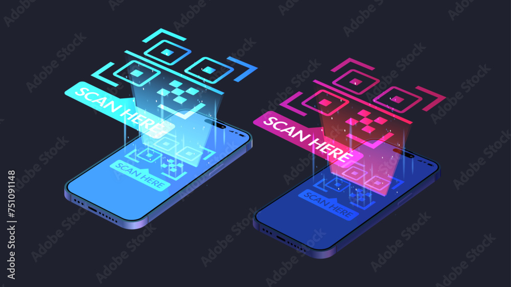 QR code verification banner. Verification concept for online shopping ...