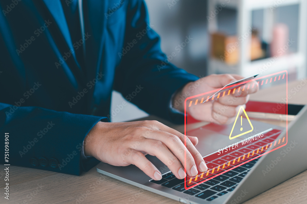 Scam alert, software warning fraud, cyber security. Hacker detection ...