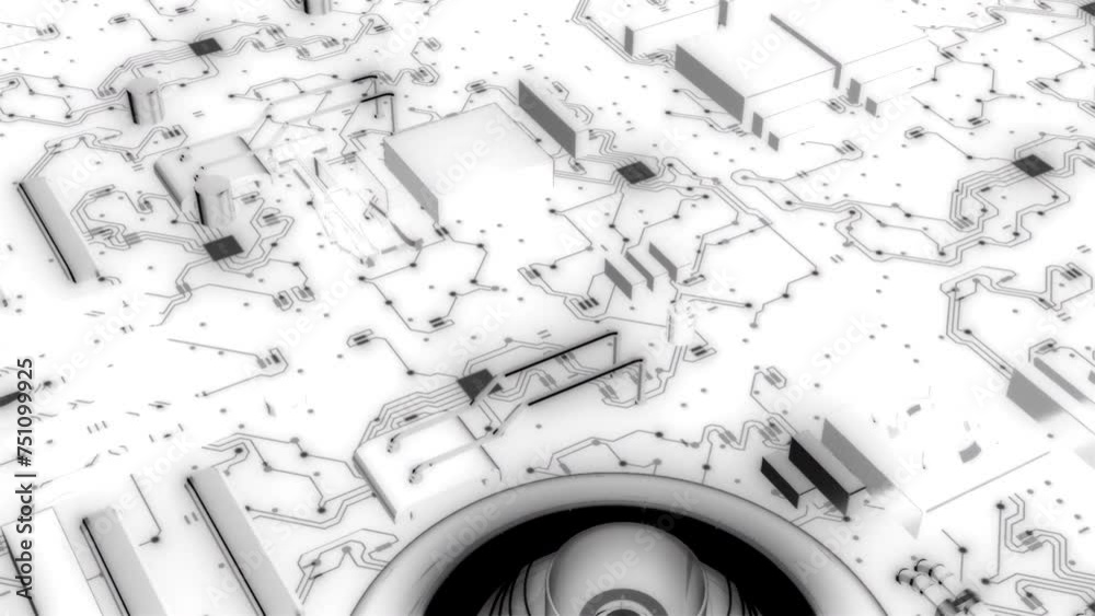 Vidéo Stock 3D surface of computer circuit. Design. Animated diagram of ...