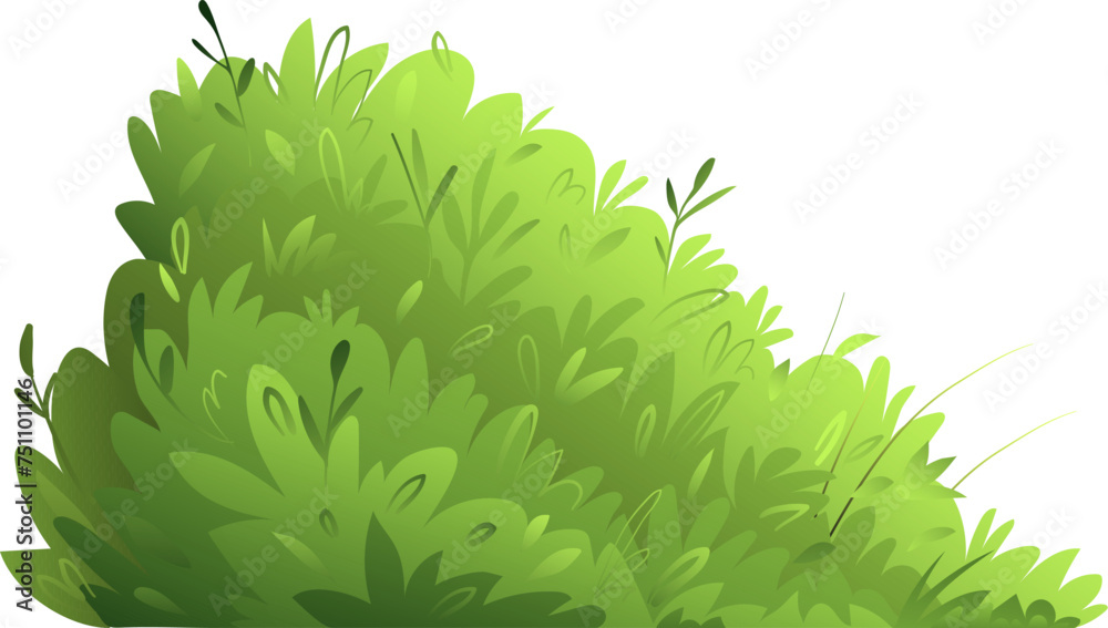 Cute green bush from the forest cartoon, isolated nature object for ...