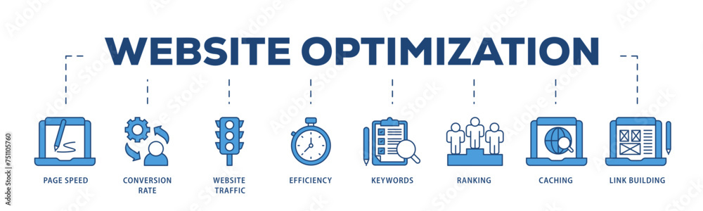 Website optimization icons process structure web banner illustration of ...