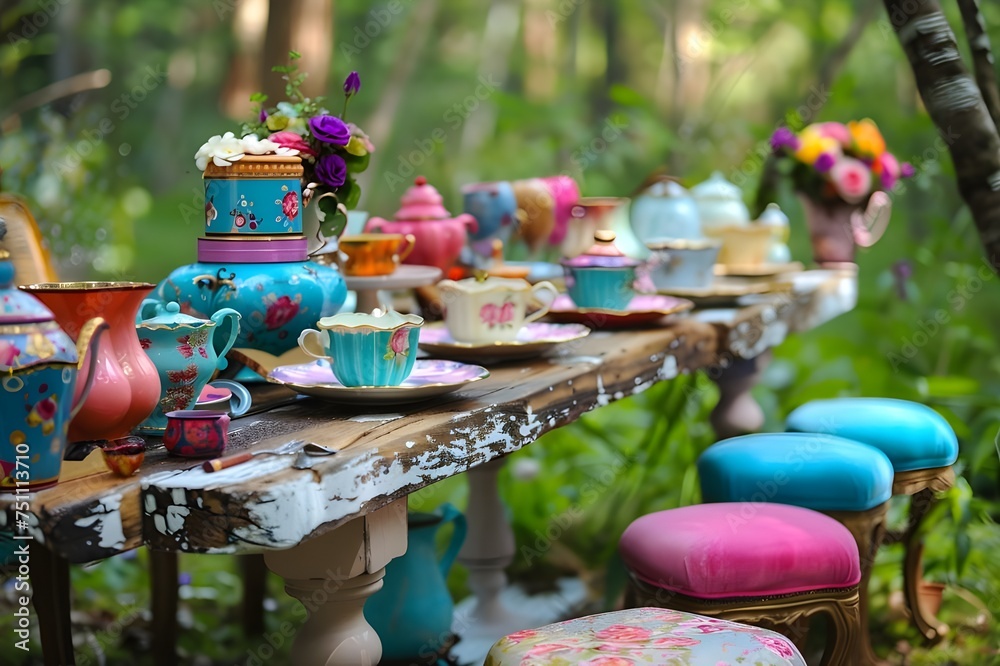 Mad Hatter's Tea Party: Whimsical Wonderland Table Stock Photo | Adobe ...