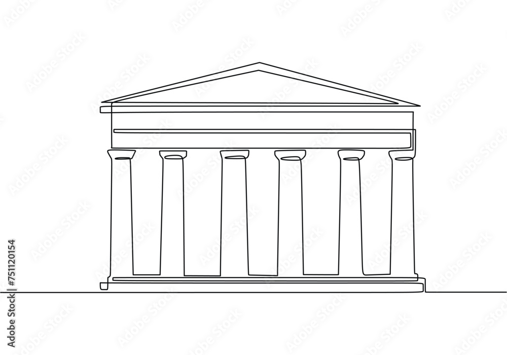 Parthenon Greece traditional house in continuous one line art drawing ...