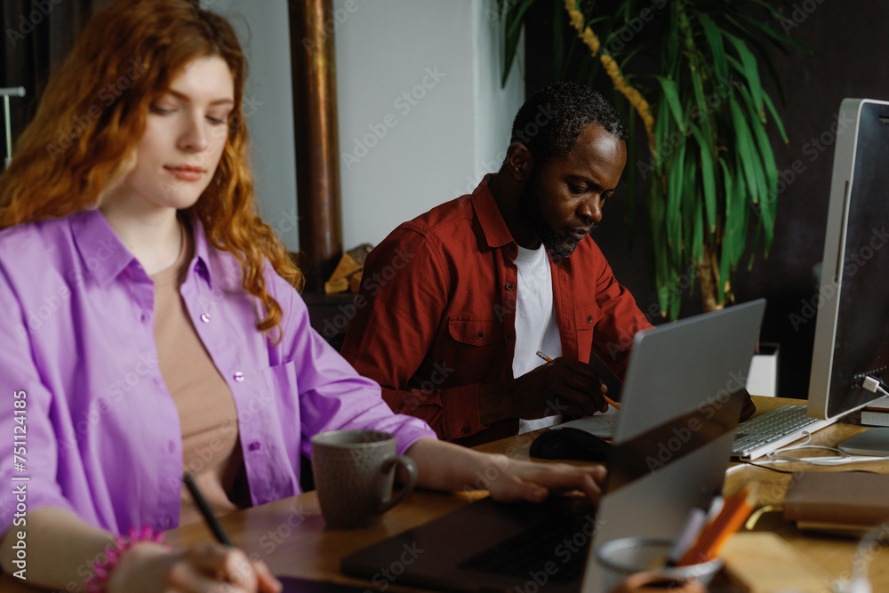 Graphic designer digital profession team rendering work workstation ...