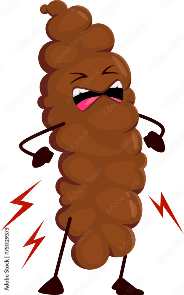 Funny poo excrement, cartoon angry poop emoji character. Isolated ...