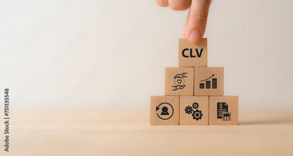 CLV Customer Lifetime Value concept. Increasing CLV marketing strategy ...