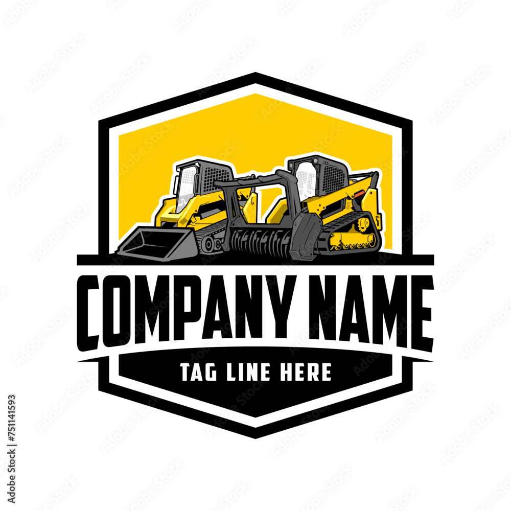 Skid steer loader company logo vector image, mulching machine ...