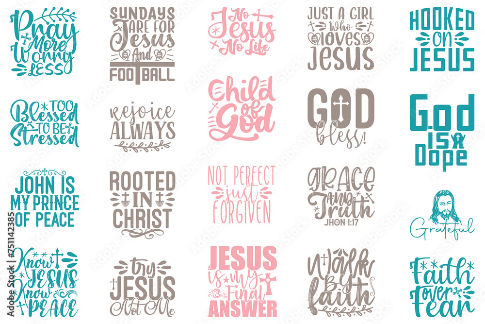Vetor de Jesus Christian SVG And T-shirt Design Bundle, Jesus Christian ...