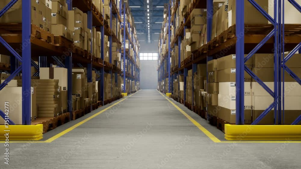 Manufacturing storage facility packed with shipping stamps containers ...